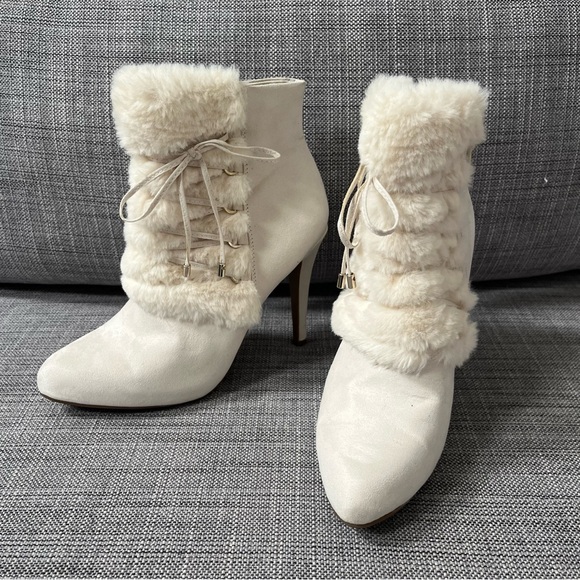 Jennifer Lopez | Shoes | Jennifer Lopez Cream Fur Ankle Booties | Poshmark